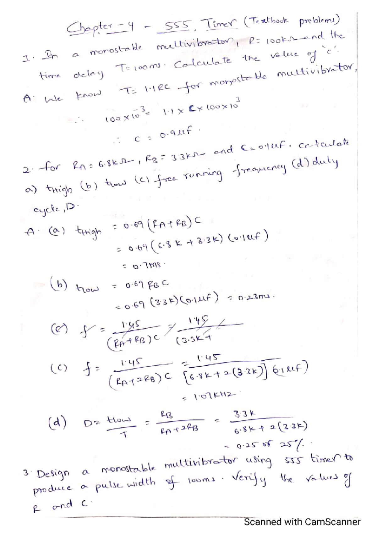 555 and PLL problems - electronic circuits practice material - Electronic Circuits - Studocu