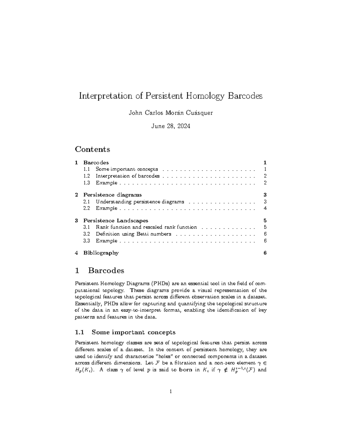 Diagramas de barras - Homologías persistentes - Interpretation of ...