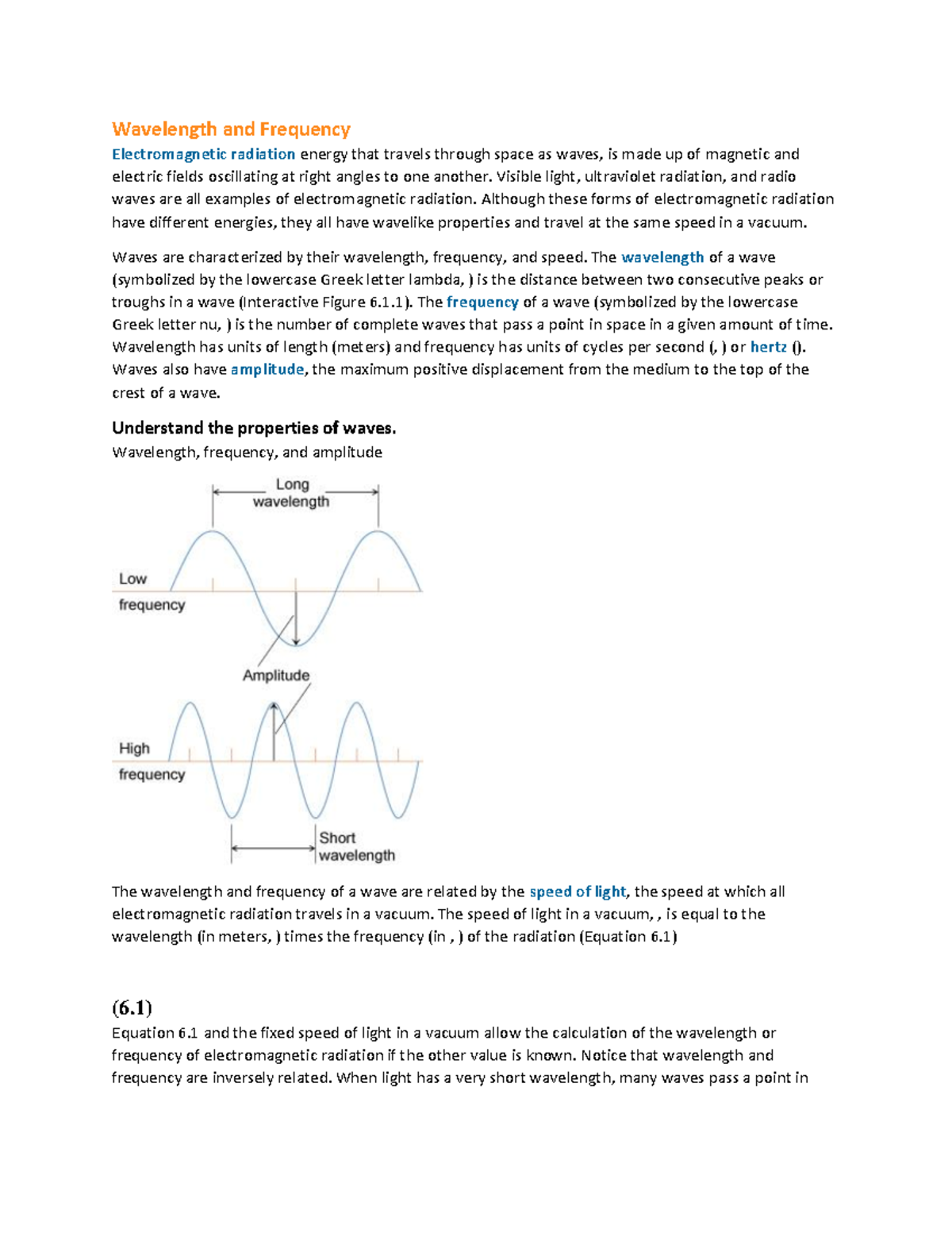Chemistry - spring 2023 - Wavelength and Frequency Electromagnetic ...