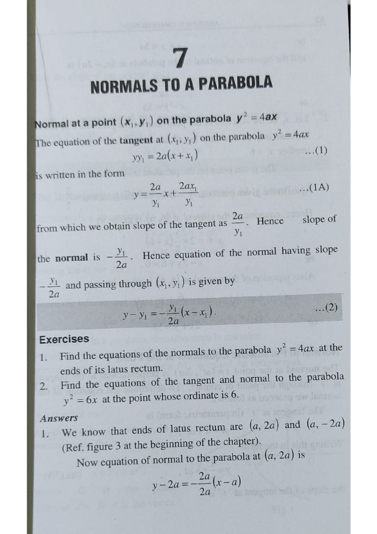 7 - Normals to a parabola - Analysis geometry trigonometry and ...