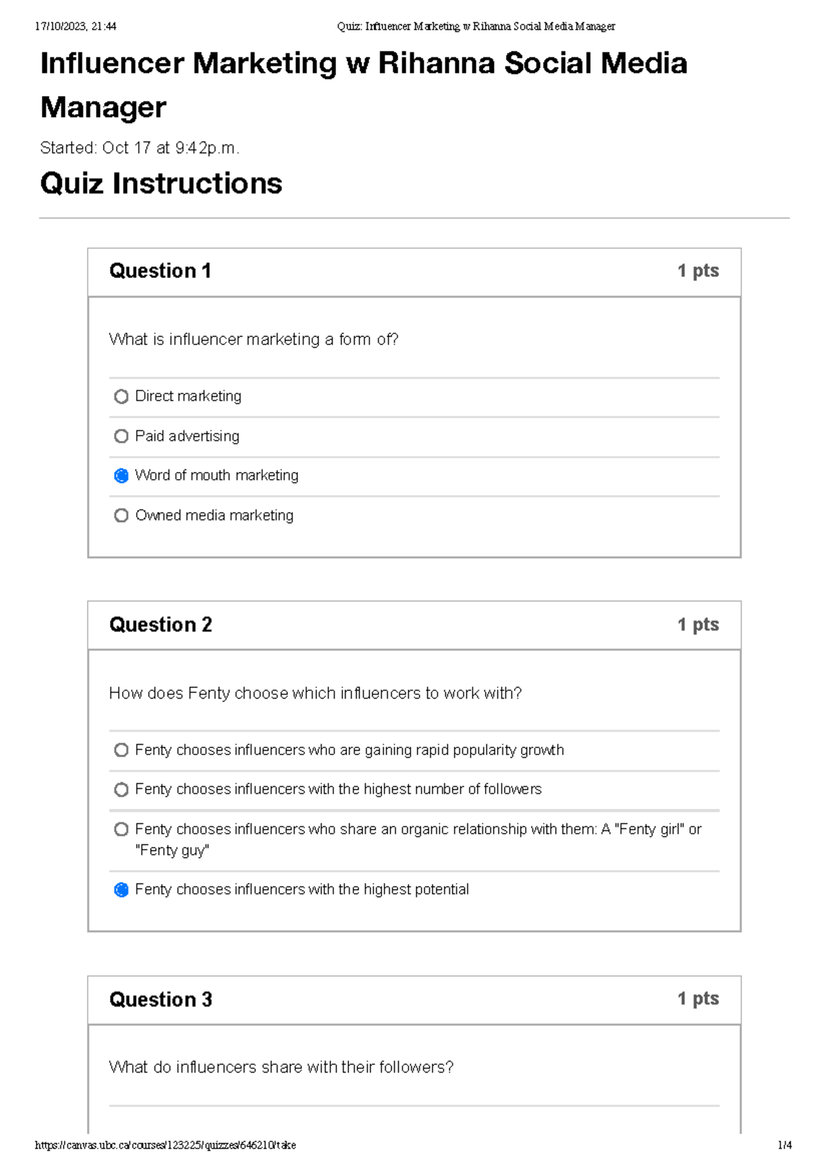Quiz Influencer Marketing w Rihanna Social Media Manager - Influencer ...