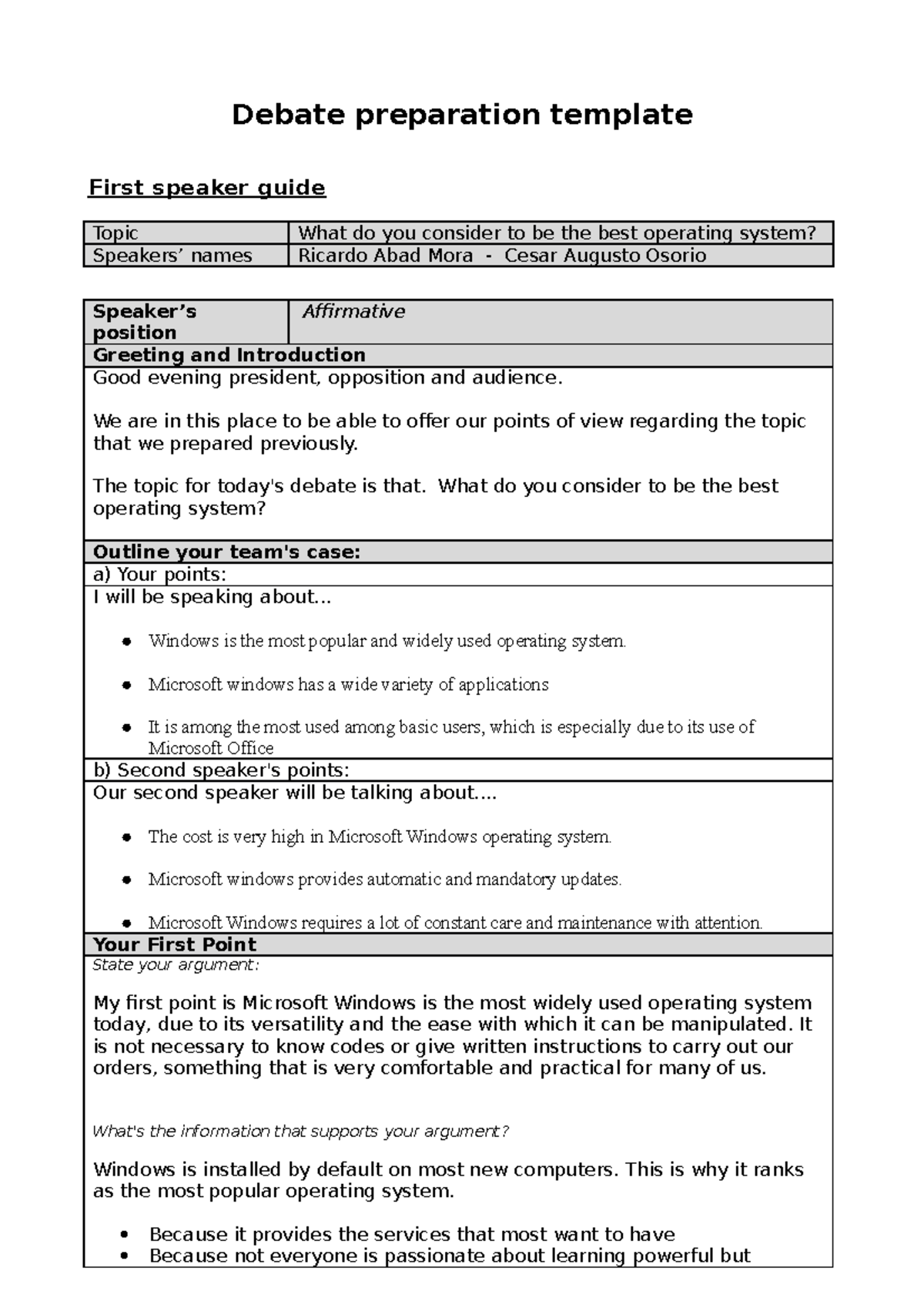 EP09 AA10 EV06 Formato Preparacion Debate - Debate preparation template ...