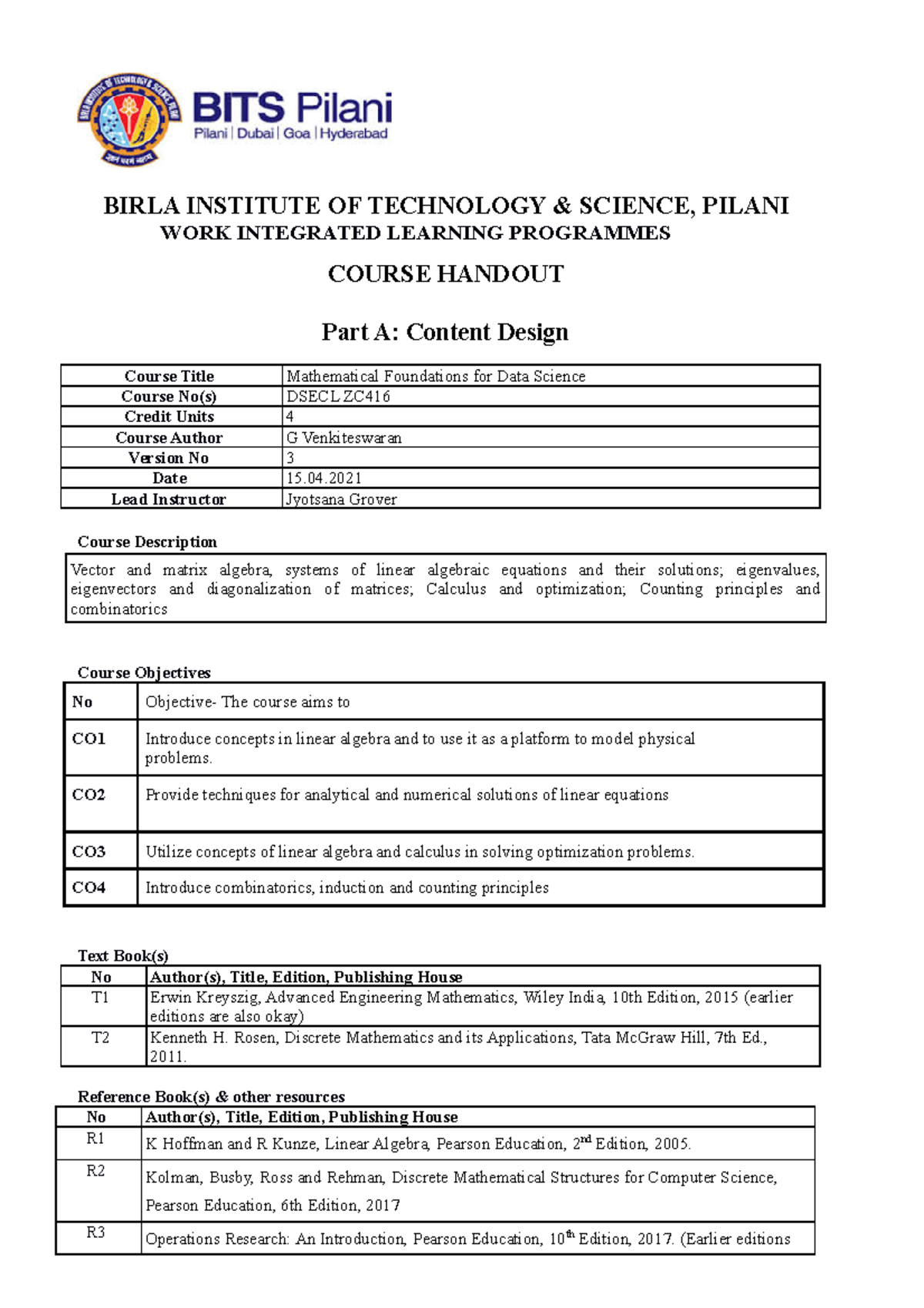 0. MFDS Course Handout - BIRLA INSTITUTE OF TECHNOLOGY & SCIENCE ...