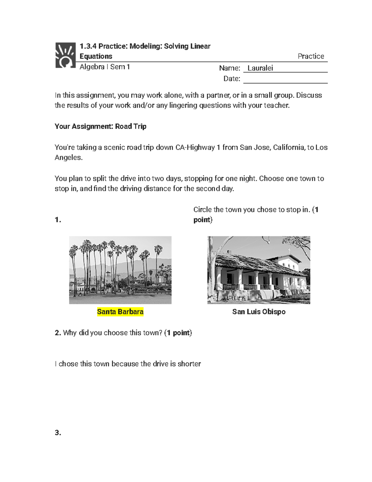 1 3 4 Practice Modeling Solving Linear Equations Practice 1 3