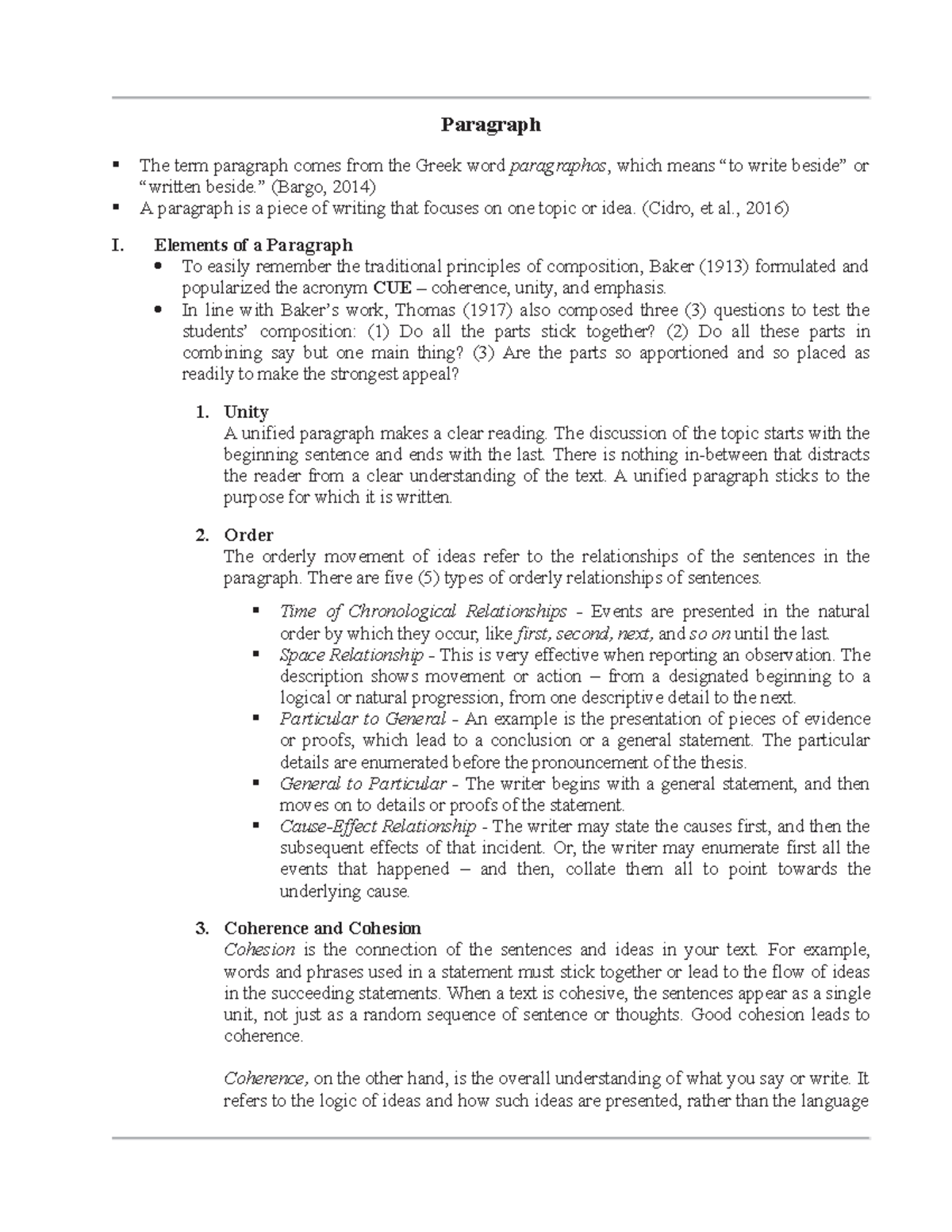 Paragraph - Paragraph The term paragraph comes from the Greek word ...