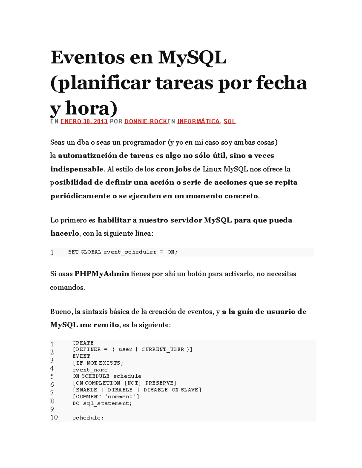 Eventos Automatizados en My SQL - Eventos en MySQL (planificar tareas ...