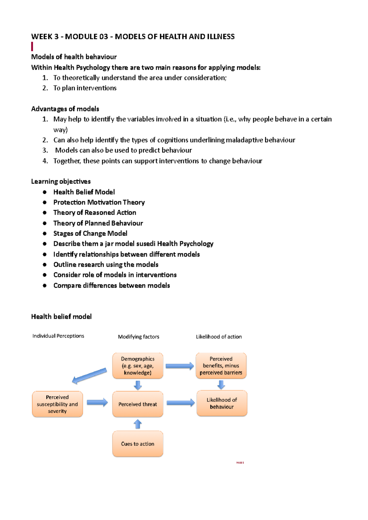 WEEK 3 - Module 03 - Models OF Health AND Illness - WEEK 3 - MODULE 03 - MODELS OF HEALTH AND ...