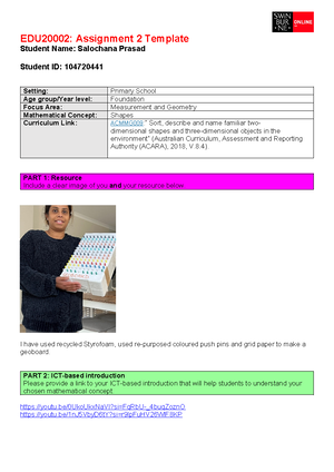 EDU2000 2 Assignment TWO - EDU 20002 MATHEMATICS IN PRACTICE ASSIGNMENT ...