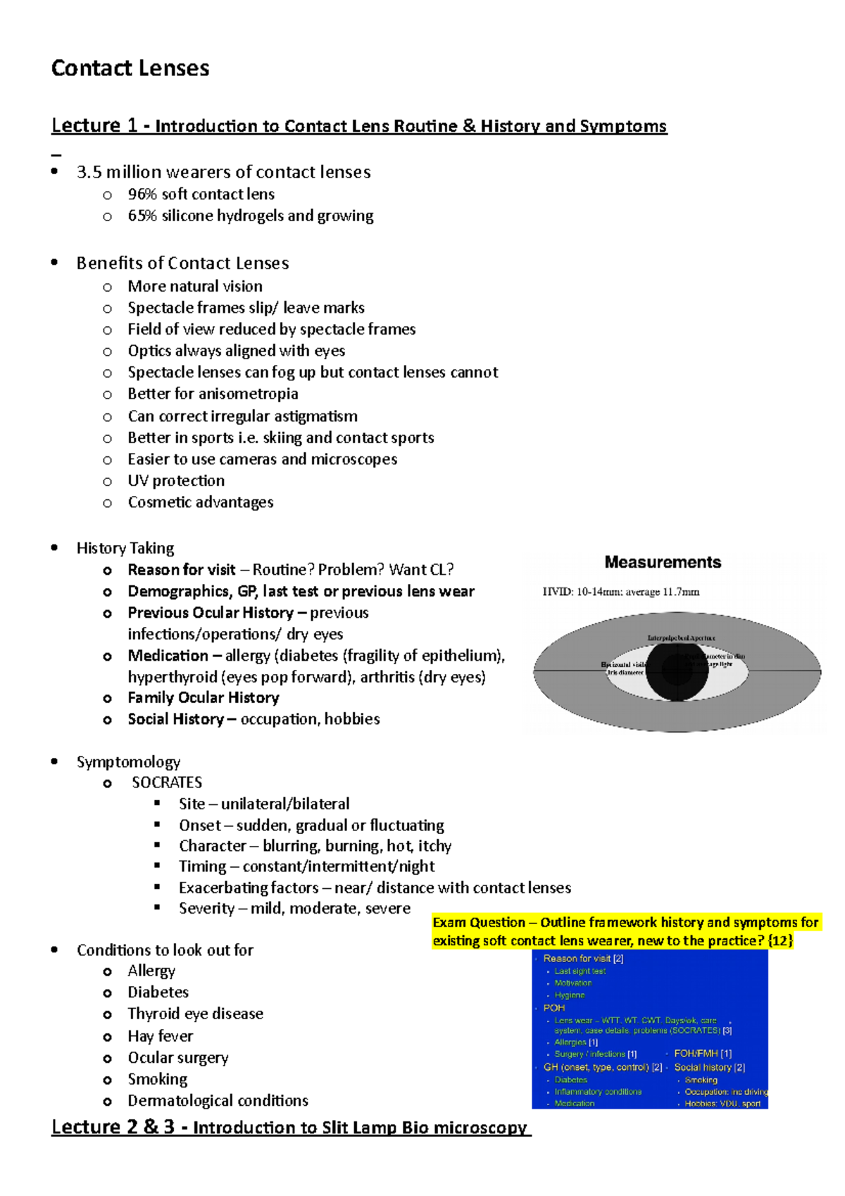 Contact Lenses lecture Notes - Contact Lenses Lecture 1 - Introduction ...