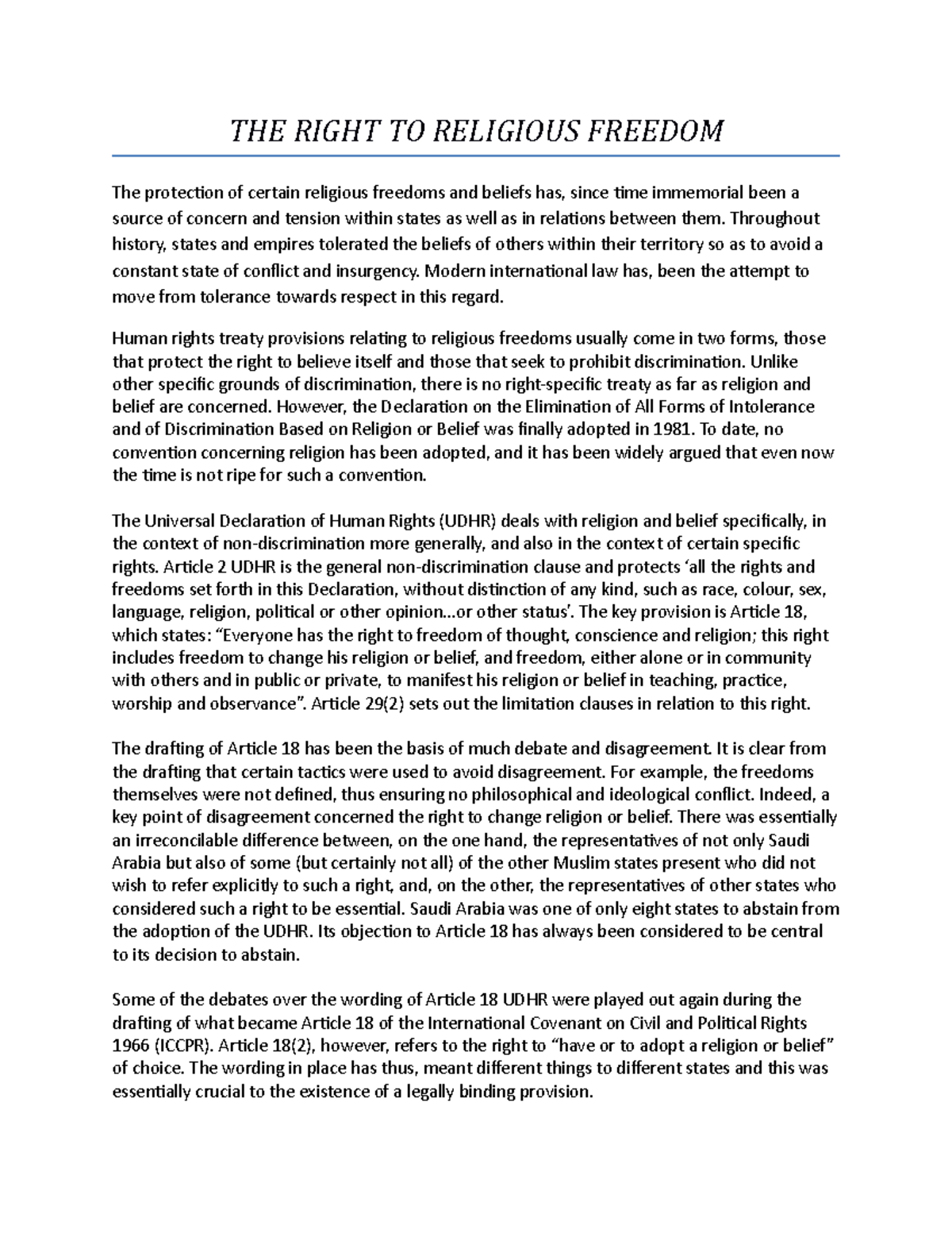 THE Right TO Religious Freedom - THE RIGHT TO RELIGIOUS FREEDOM The ...