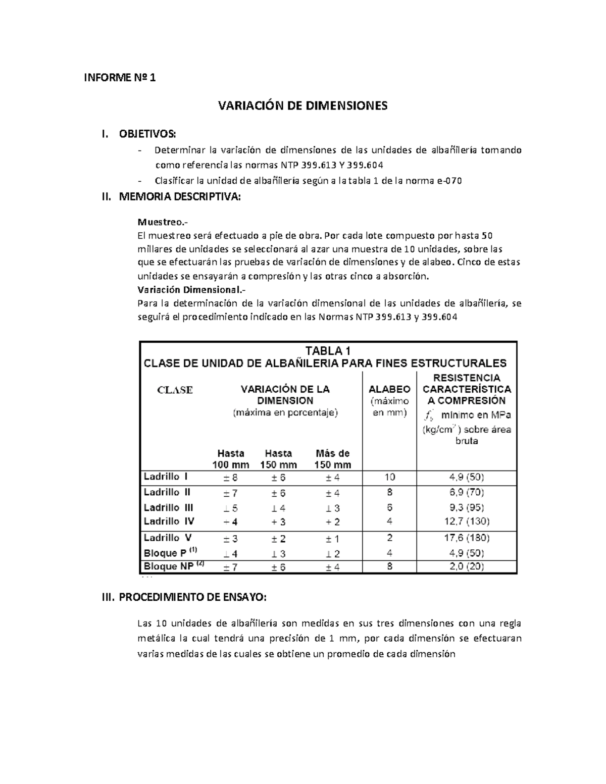 Informe Ensayo albañileria - Warning: TT: undefined function: 32 Warning: TT: undefined function ...