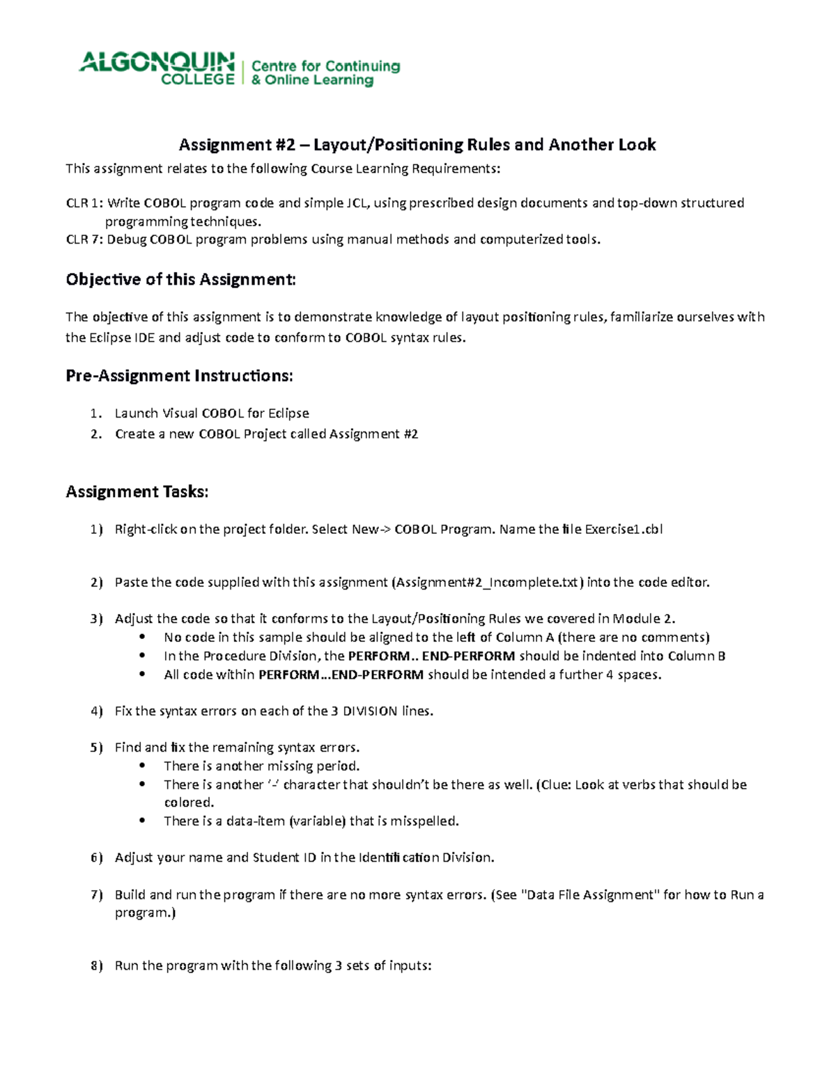 CST8283 Assignment #2 Outline - CST8283 - Algonquin College - Studocu