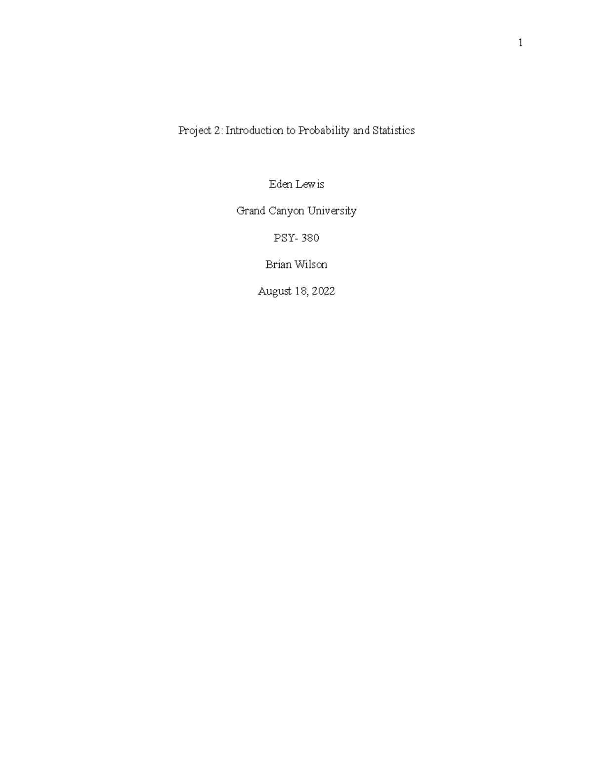 PSY 380 Project 2 Assignment - Project 2: Introduction to Probability ...