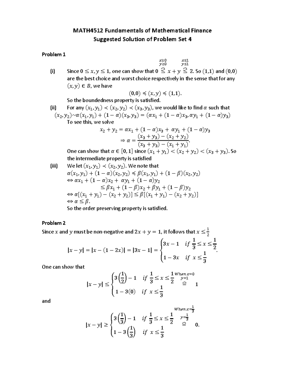 MATH4512 P4 ver2 Solution - MATH4512 Fundamentals of Mathematical ...