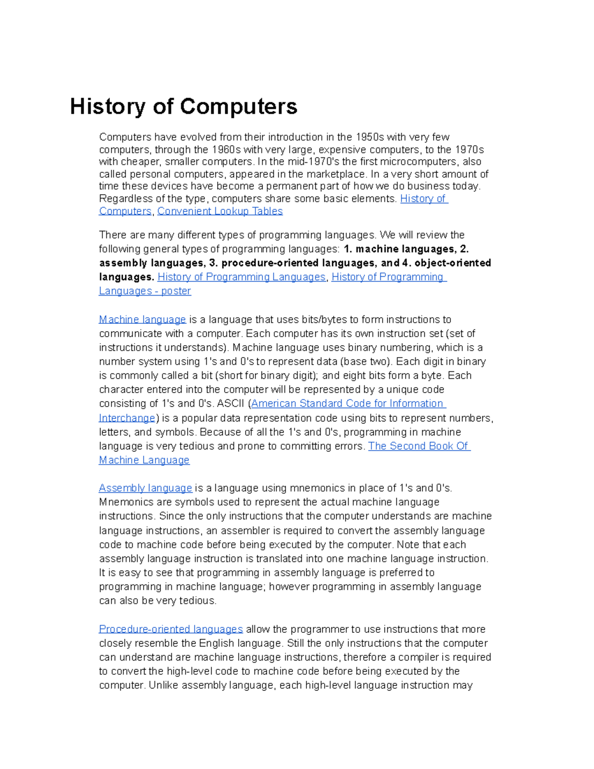 History of Computers - History of Computers Computers have evolved from ...