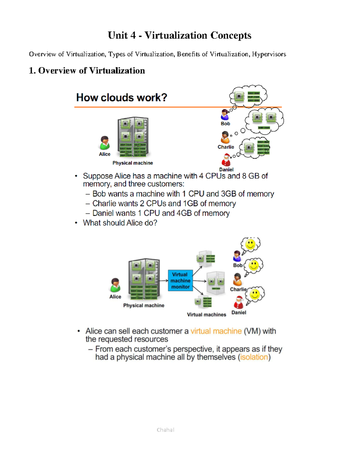 Cloud Compuing Unit 4-7 - Unit 4 - Virtualization Concepts Overview of Virtualization, Types of ...