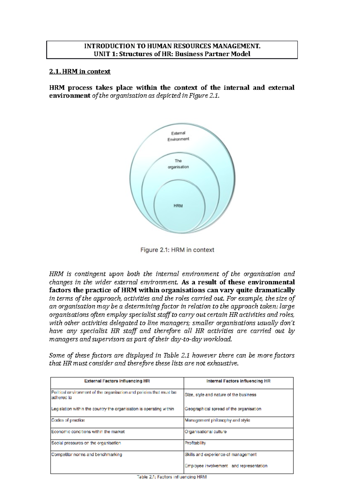 Unit 2 - Structures of HR - INTRODUCTION TO HUMAN RESOURCES MANAGEMENT ...