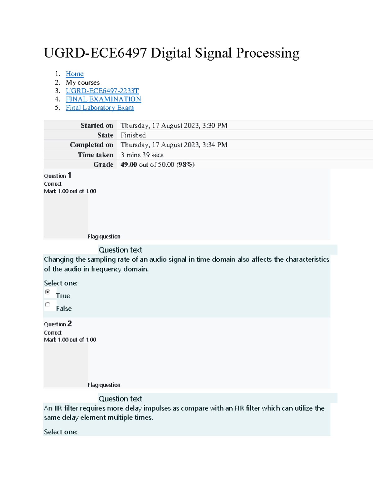 Final lab exam UGRD-ECE6497 Digital Signal Processing - UGRD-ECE6497 ... Final lab exam UGRD-ECE6497 Digital Signal Processing - UGRD-ECE6497 ...
