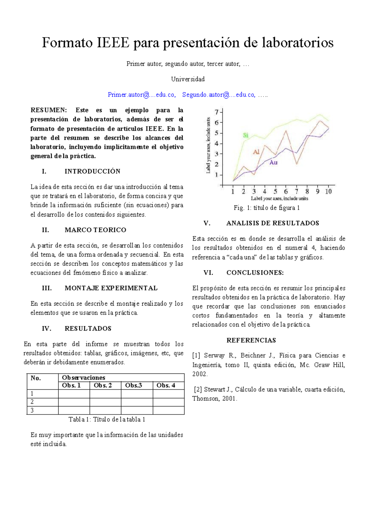 Formato IEEE para presentacion del informe de laboratorio - Formato IEEE para presentación de ...