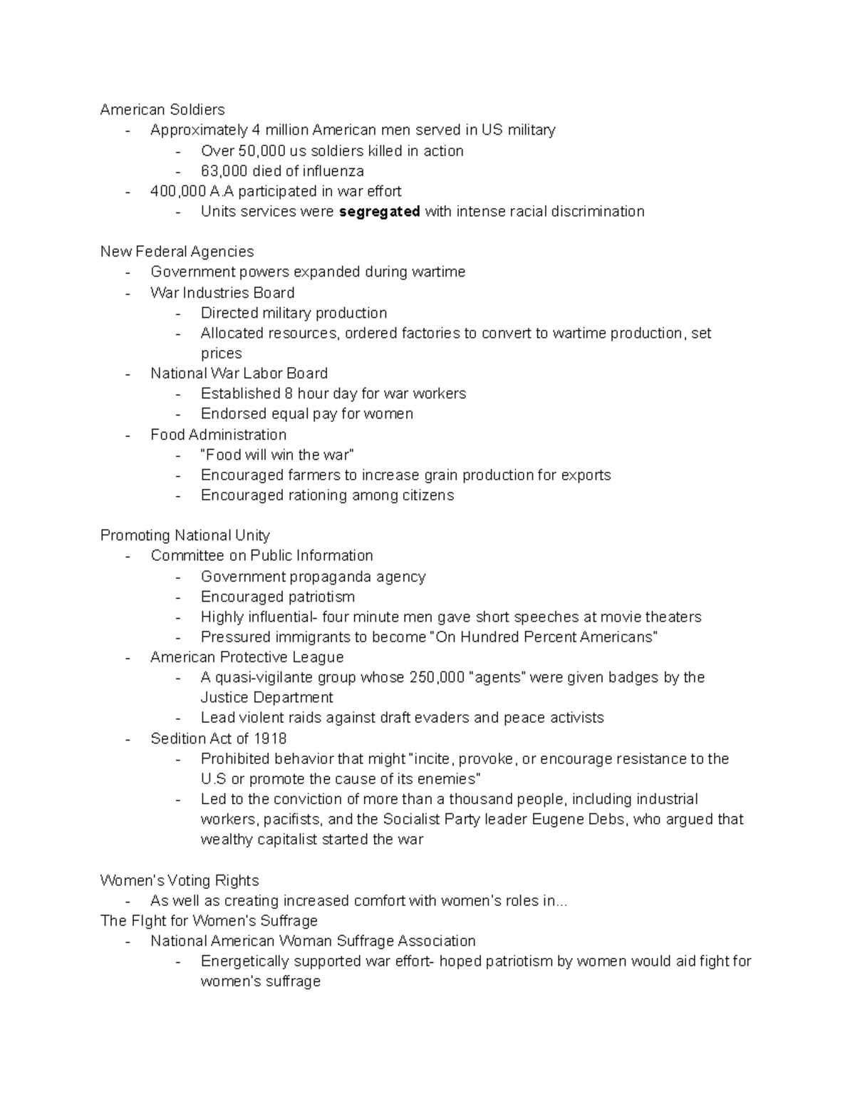 AP US History Notes - American Soldiers - Approximately 4 million ...