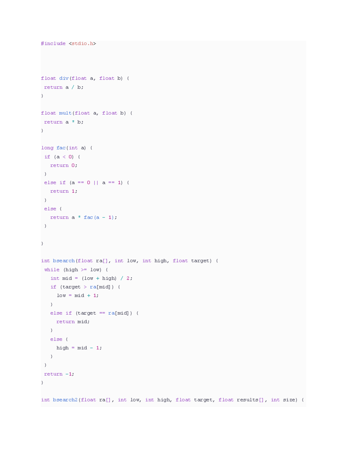 Ex07 - Simari - #include float div(float a, float b) { return a / b; } float mult(float a, float ...