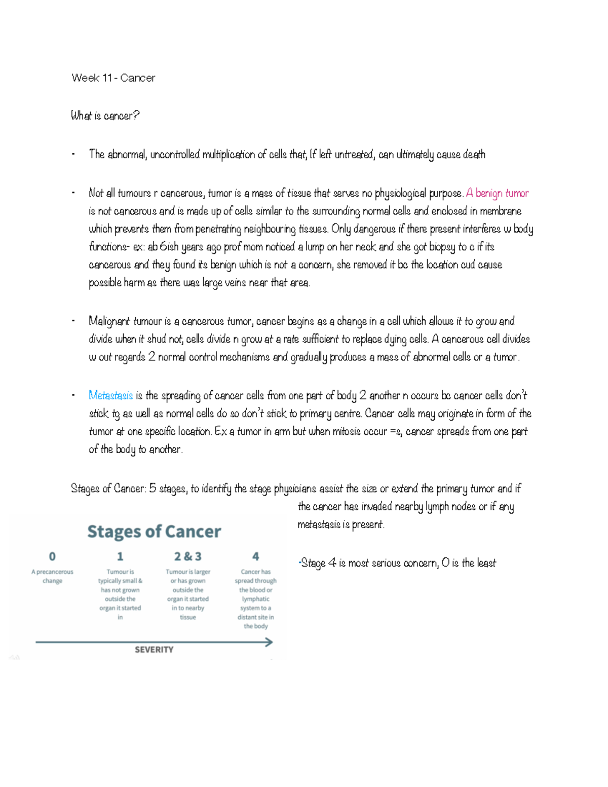 Health sci week 11 lecture 1 - Week 11- Cancer What is cancer? The ...