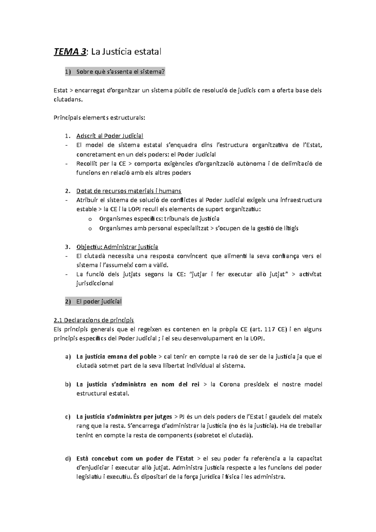 Tema 3: la justícia estatal (dret processal) - Derecho Procesal - UPF - StuDocu