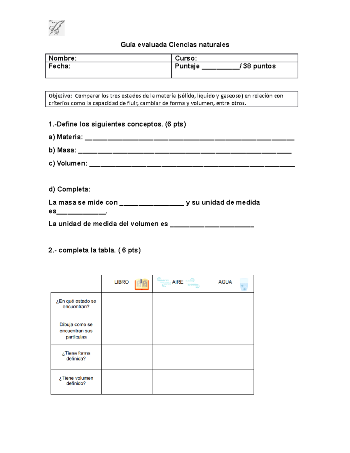 Guía Evaluada Ciencias Naturales Guía Evaluada Ciencias Naturales