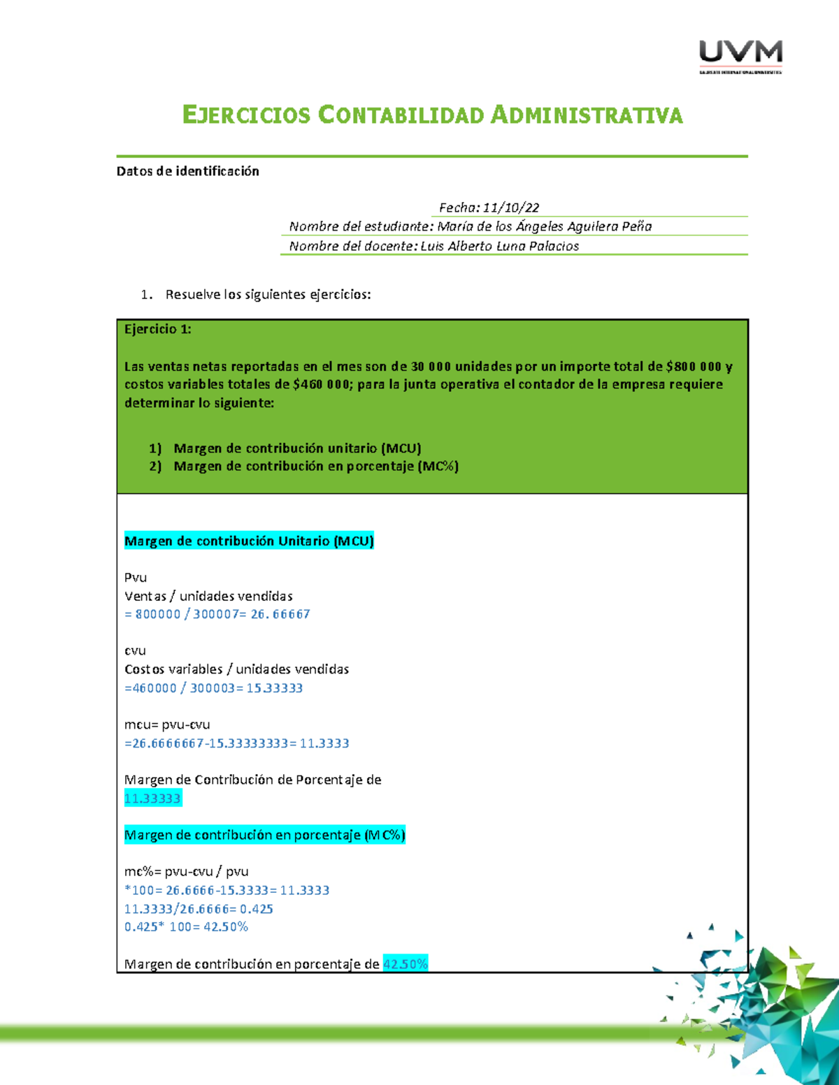 Act5 Ejercicios MAAP - Tarea - EJERCICIOS CONTABILIDAD ADMINISTRATIVA ...