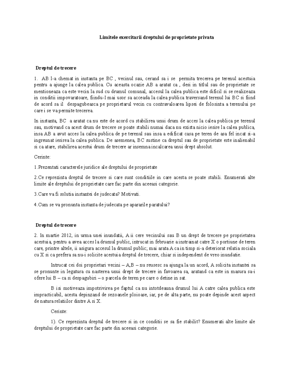 Spete limite - seminar - Limitele exercitarii dreptului de proprietate ...