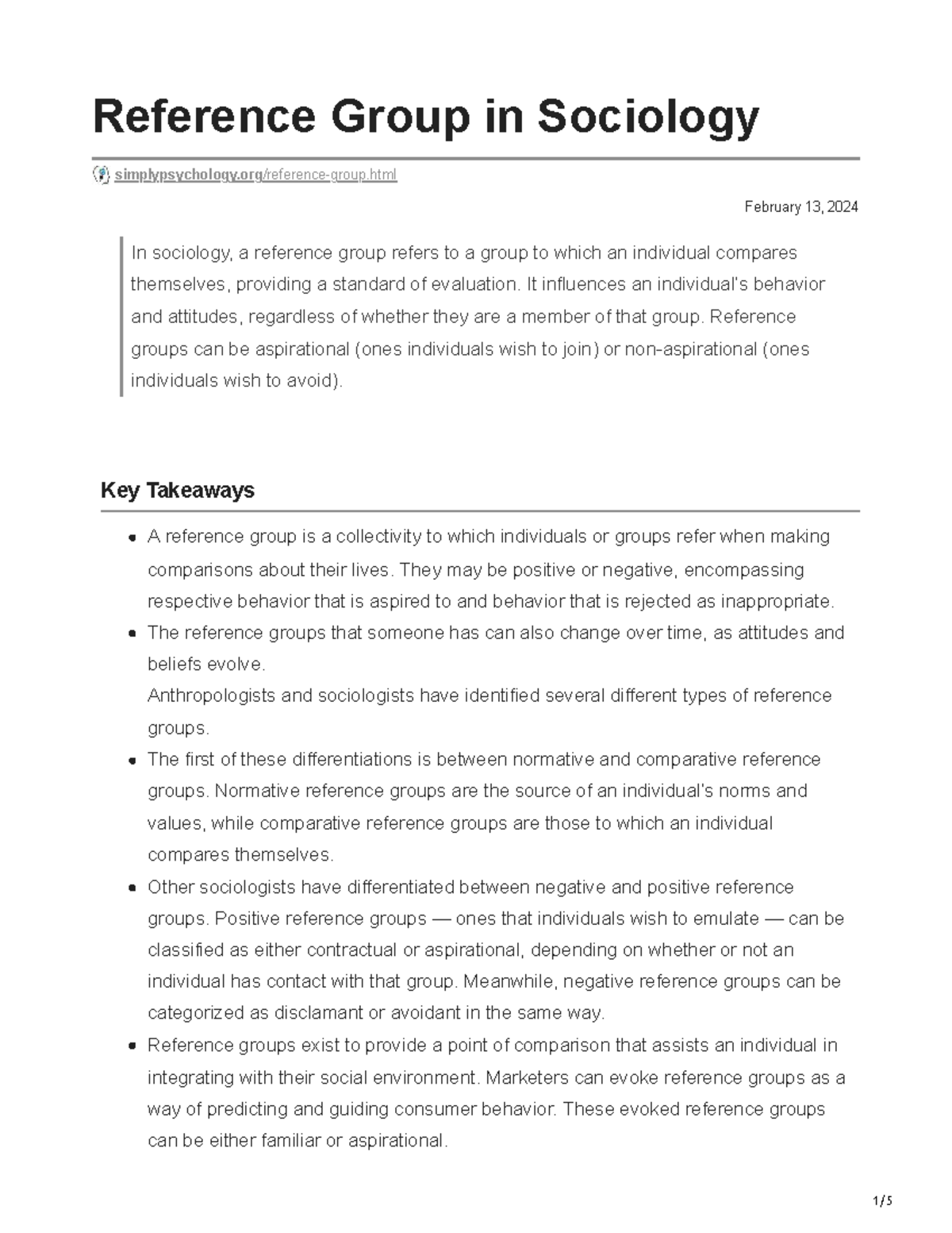 Simplypsychology.org-Reference Group in Sociology - February 13, 2024 ...