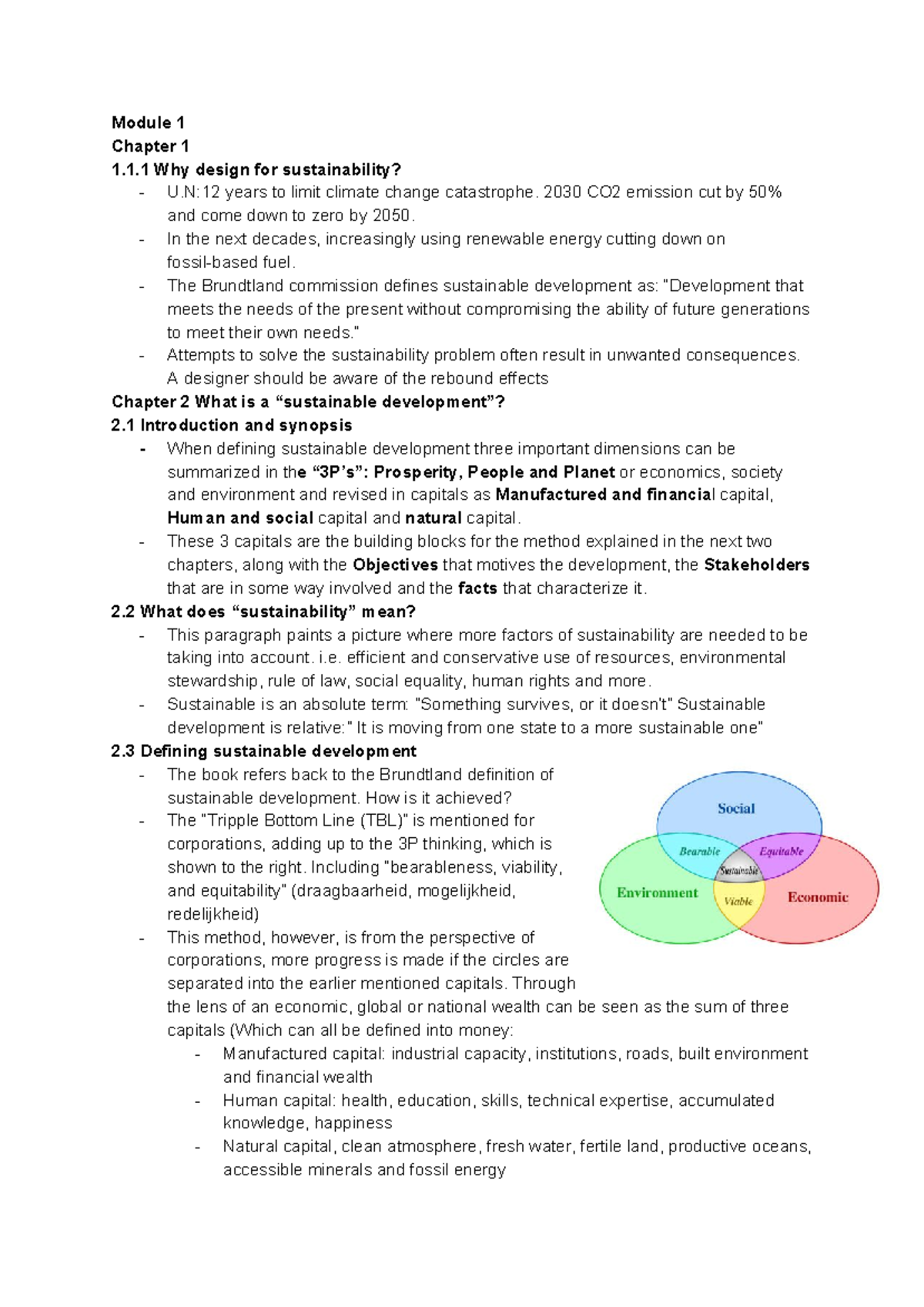 Summary Module 1 Design for Sustainability - Module 1 Chapter 1 1.1 Why ...