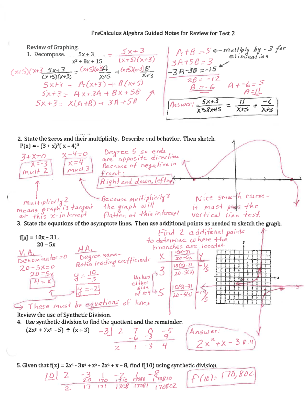Review Unit 2 Notes Completed - MATH 1533 - Studocu