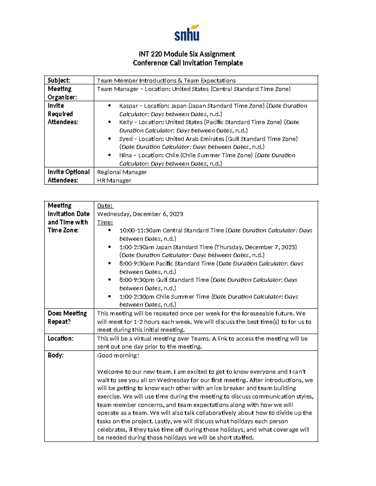 INT 220 6-1 Assignment - International Team Expectations - 120323 - A ...