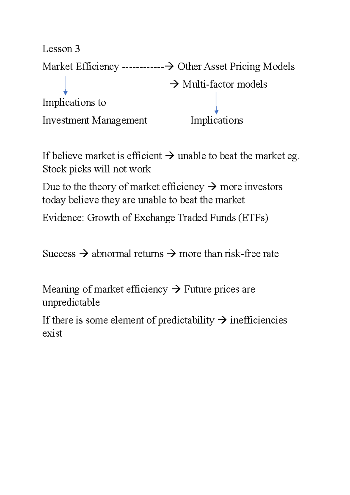 Lesson 3 - 12R EGGSG - Lesson 3 Market Efficiency - Other Asset Pricing ...