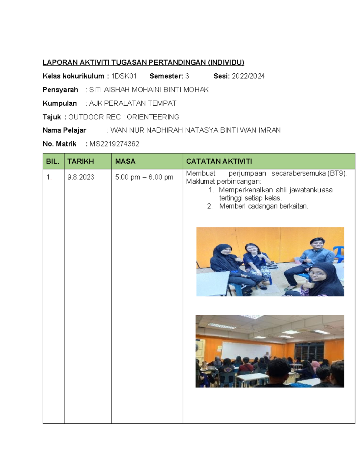 Format Laporan Individu - LAPORAN AKTIVITI TUGASAN PERTANDINGAN ...