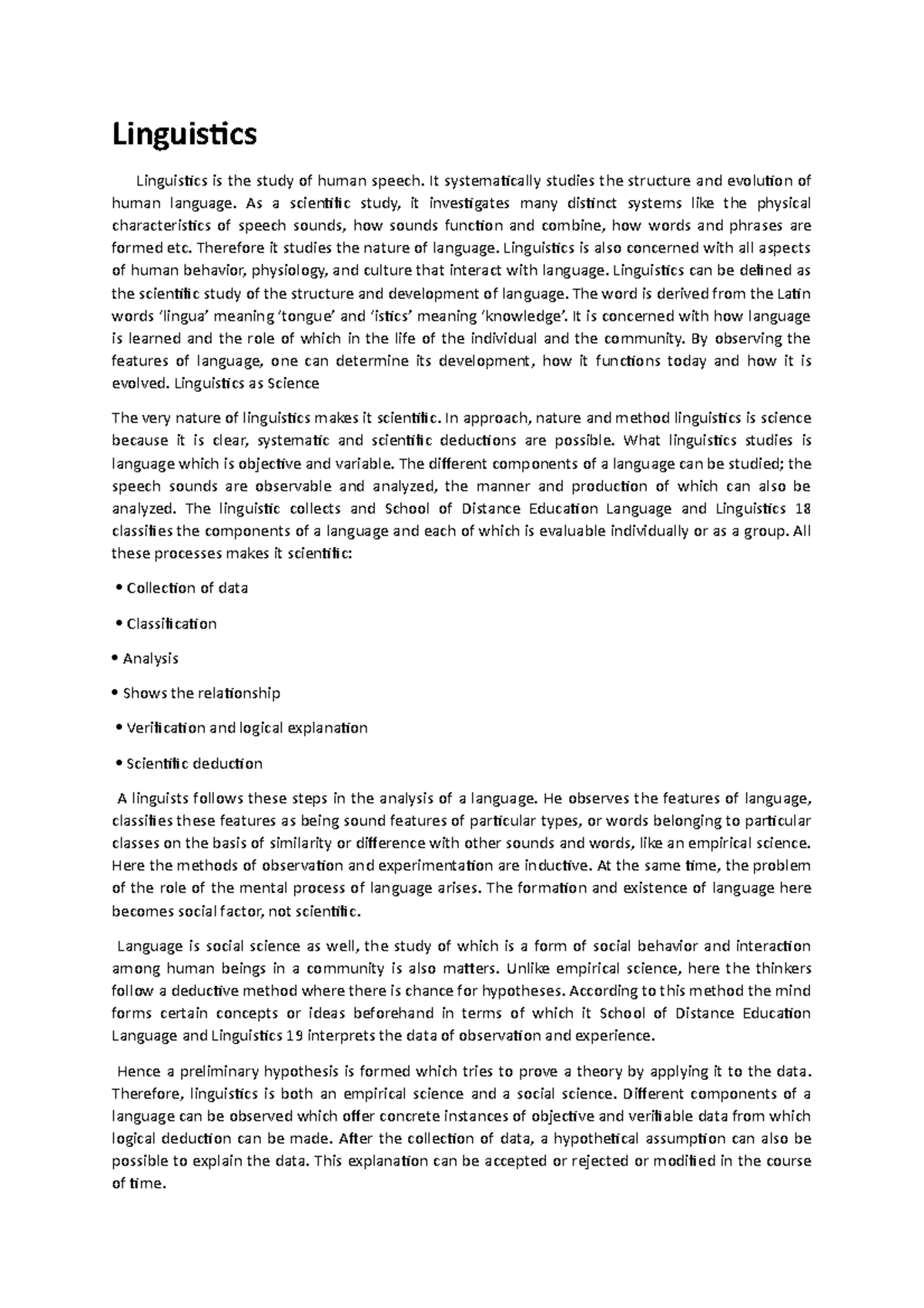 Introduction to language and linguistics - Linguistics Linguistics is ...