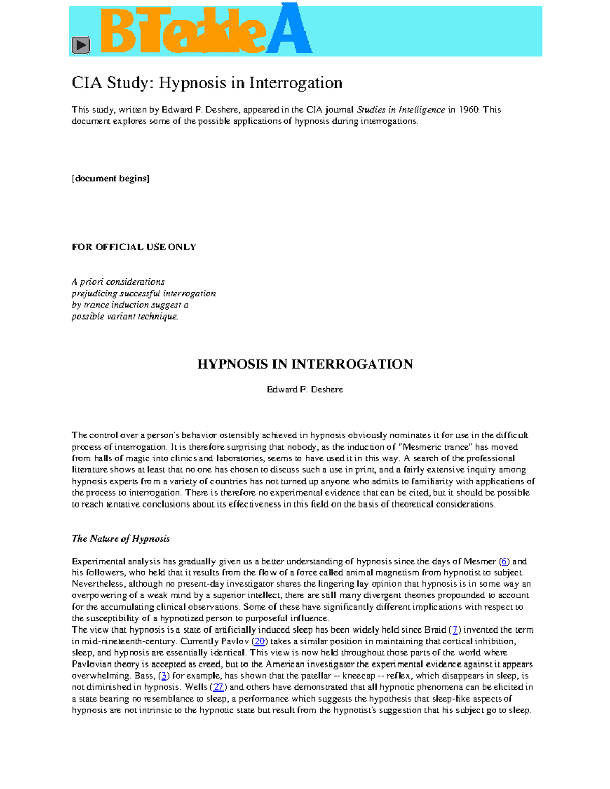 (ebook) - CIA Study - Hypnosis in Interrogation(full permission) - CIA ...