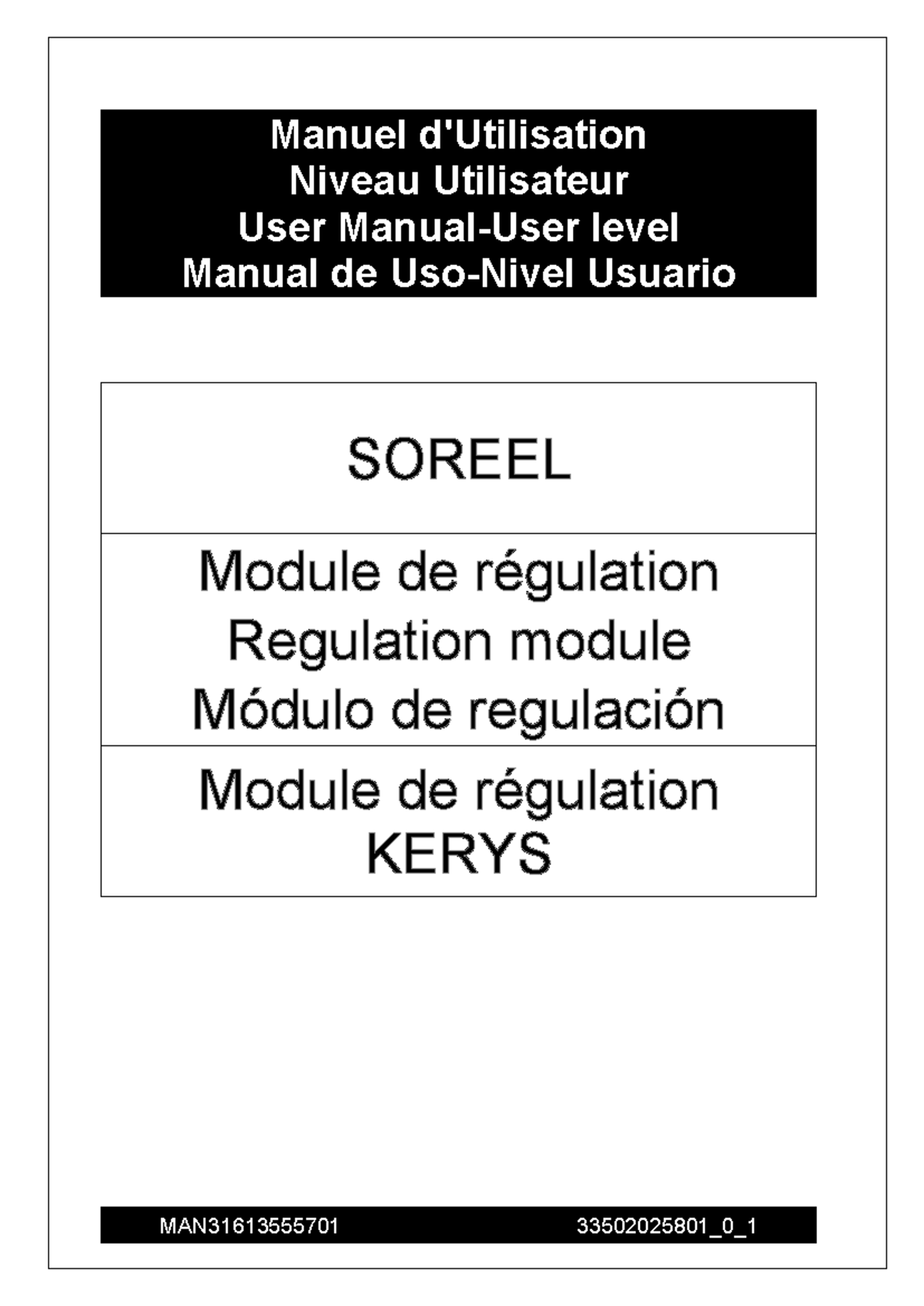 APM802 Regulation Module - Manuel d'Utilisation Niveau Utilisateur User ...