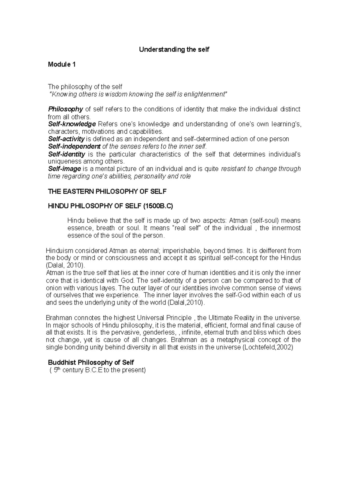 Understanding-the-self compress - Understanding the self Module 1 The ...