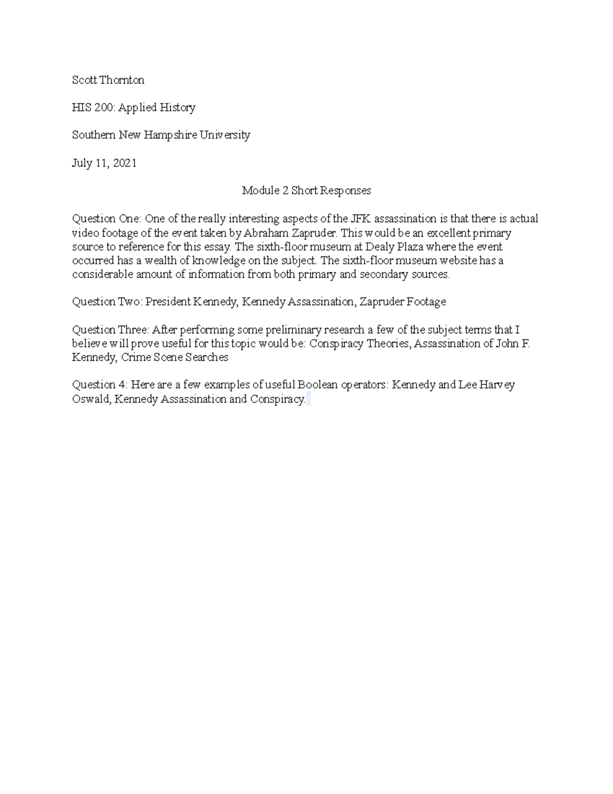 Applied History HIS 200 Module 2 Short Responses - Scott Thornton HIS ...