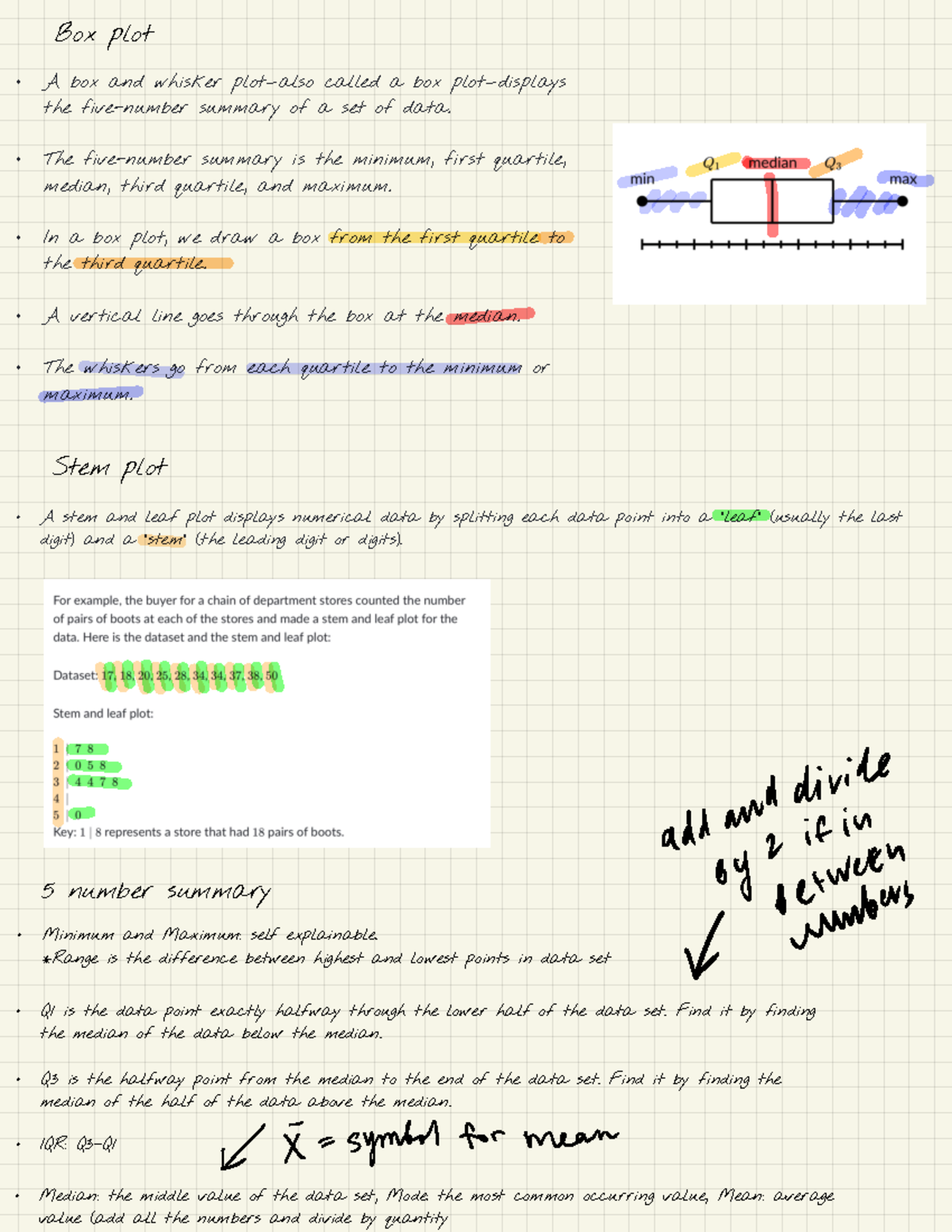 Unit 3.2 - reading graphs, five number summary - Box plot • A box and ...
