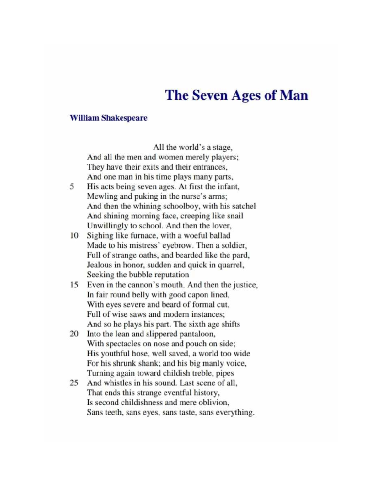 7 ages of men7 ages of men - The Seven Ages of Man William Shakespeare ...
