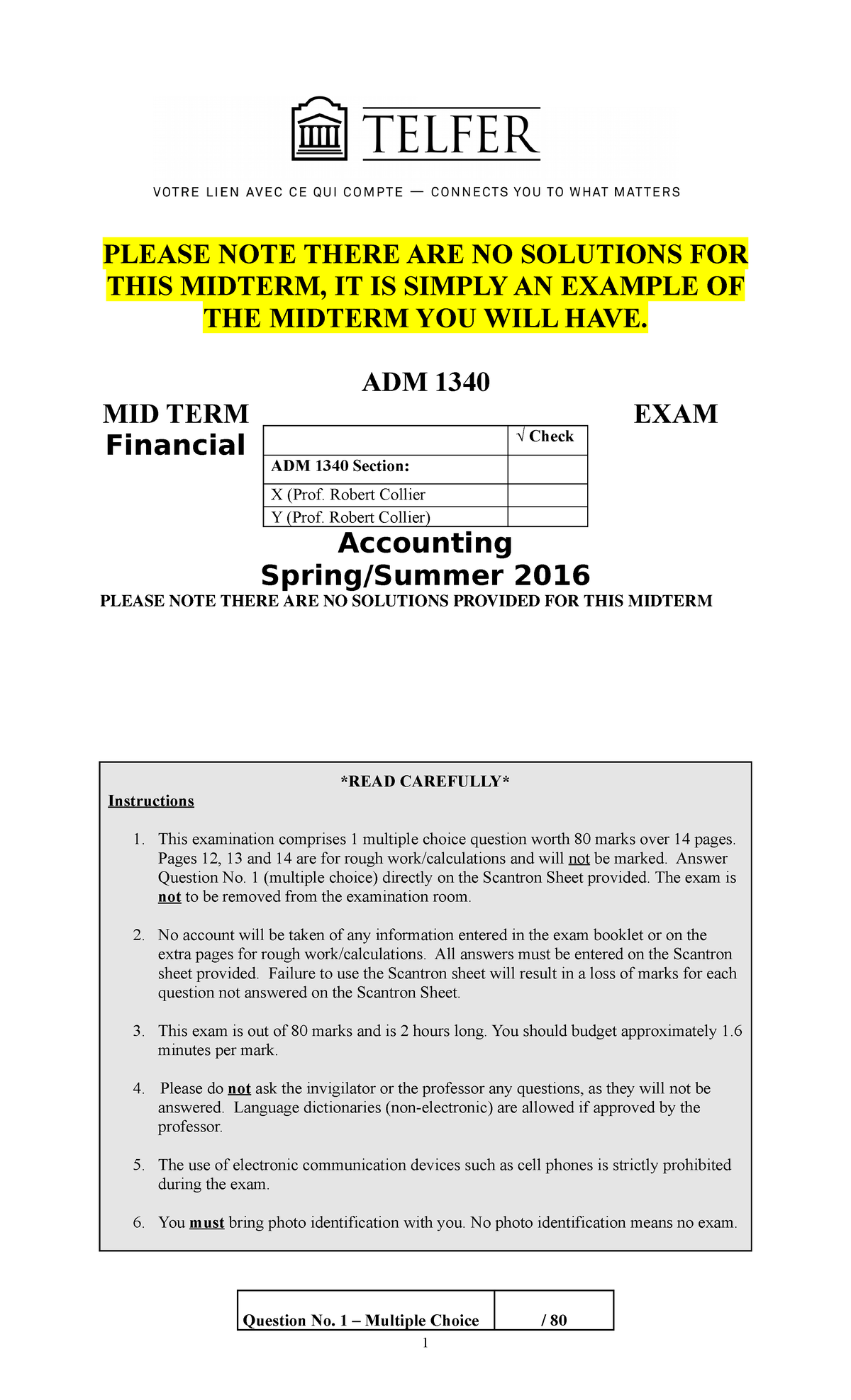 ADM 1340 Mid Term Exam - ADM1340 - uOttawa - Studocu