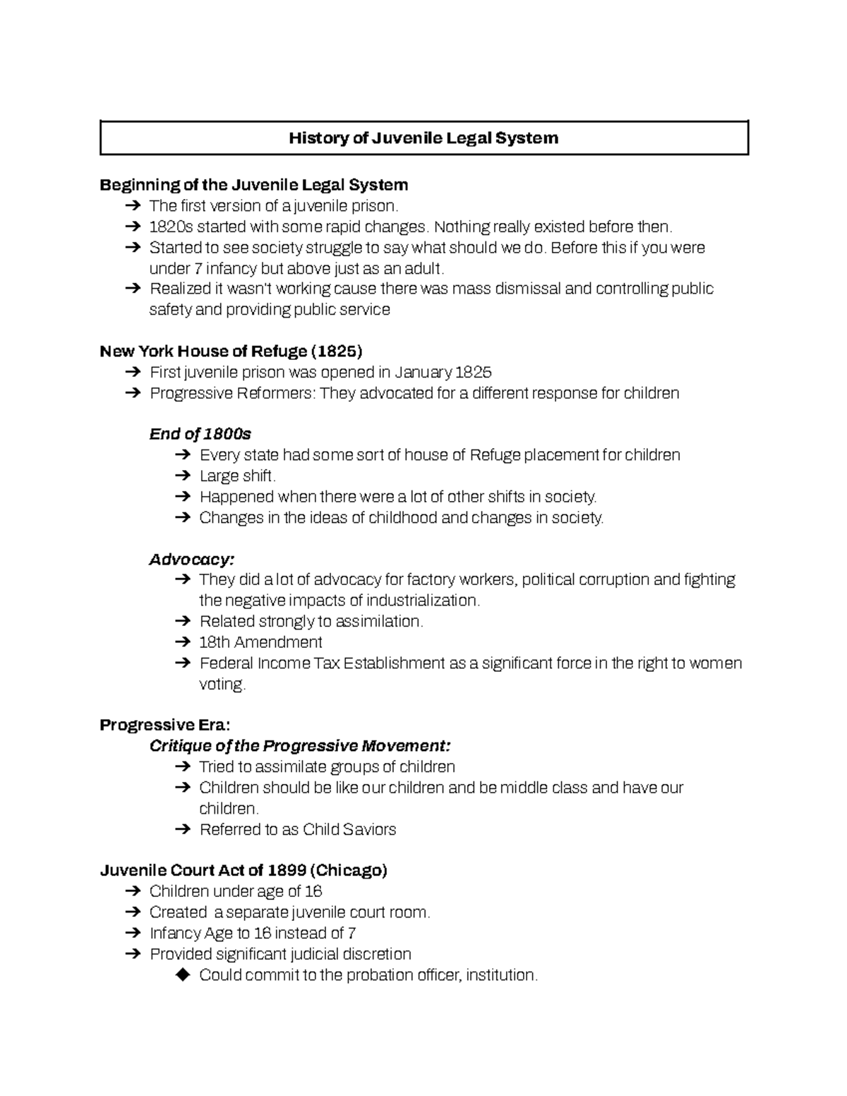 Juvenile Justice Outline - History of Juvenile Legal System Beginning ...