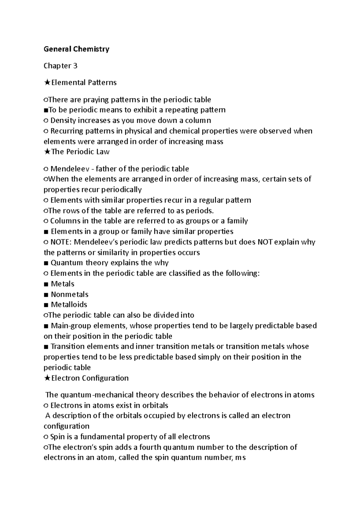 General Chemistry - Chapter 3 Notes - General Chemistry Chapter 3 ...