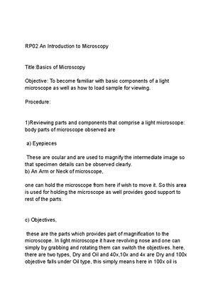 Microbiology LAB 1 Report - LaE 1 NRWHERRN SS 01 AQ IQWURGXFWLRQ WR ...