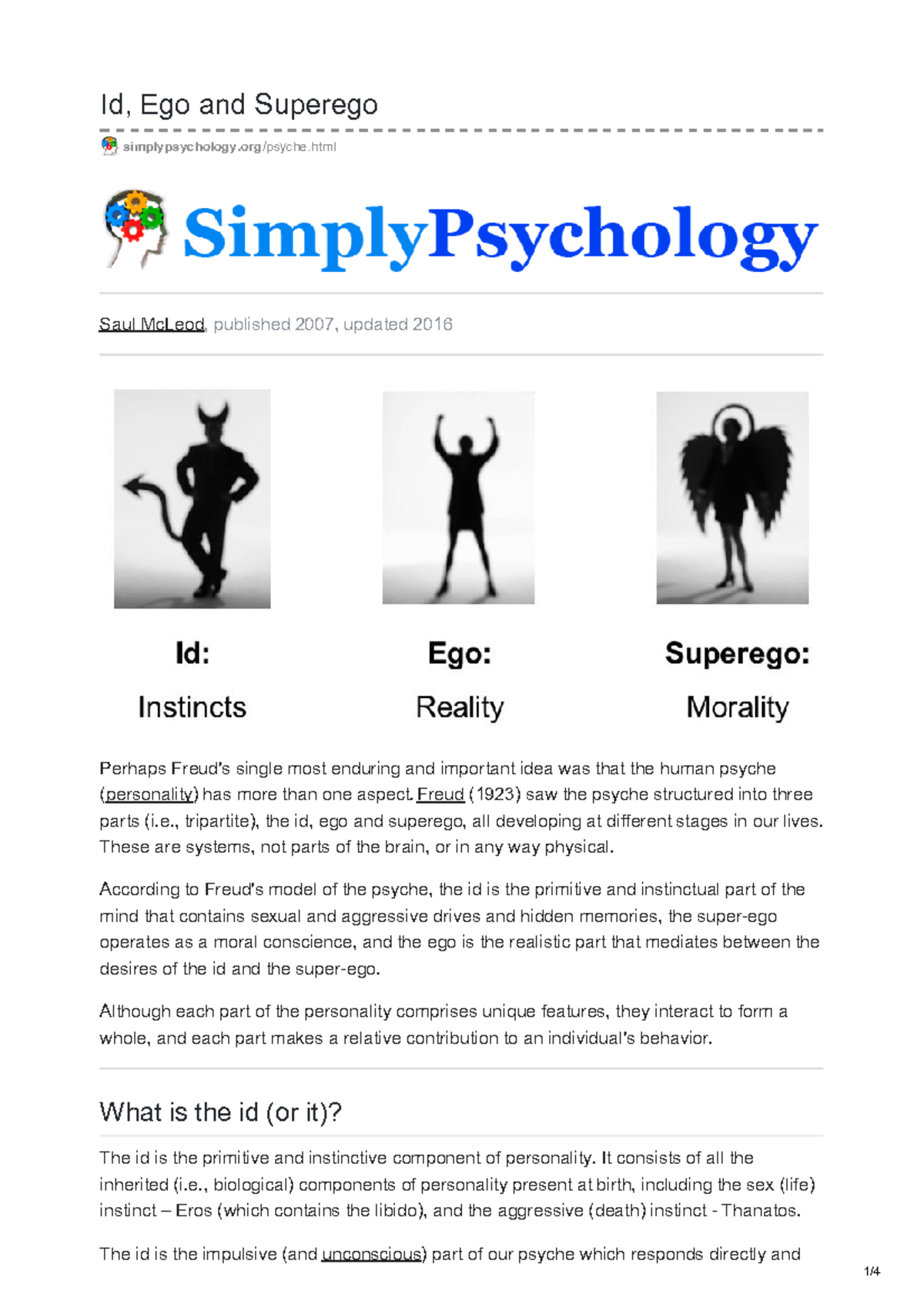 Simplypsychology - Id, Ego and Superego simplypsychology.org/psyche ...