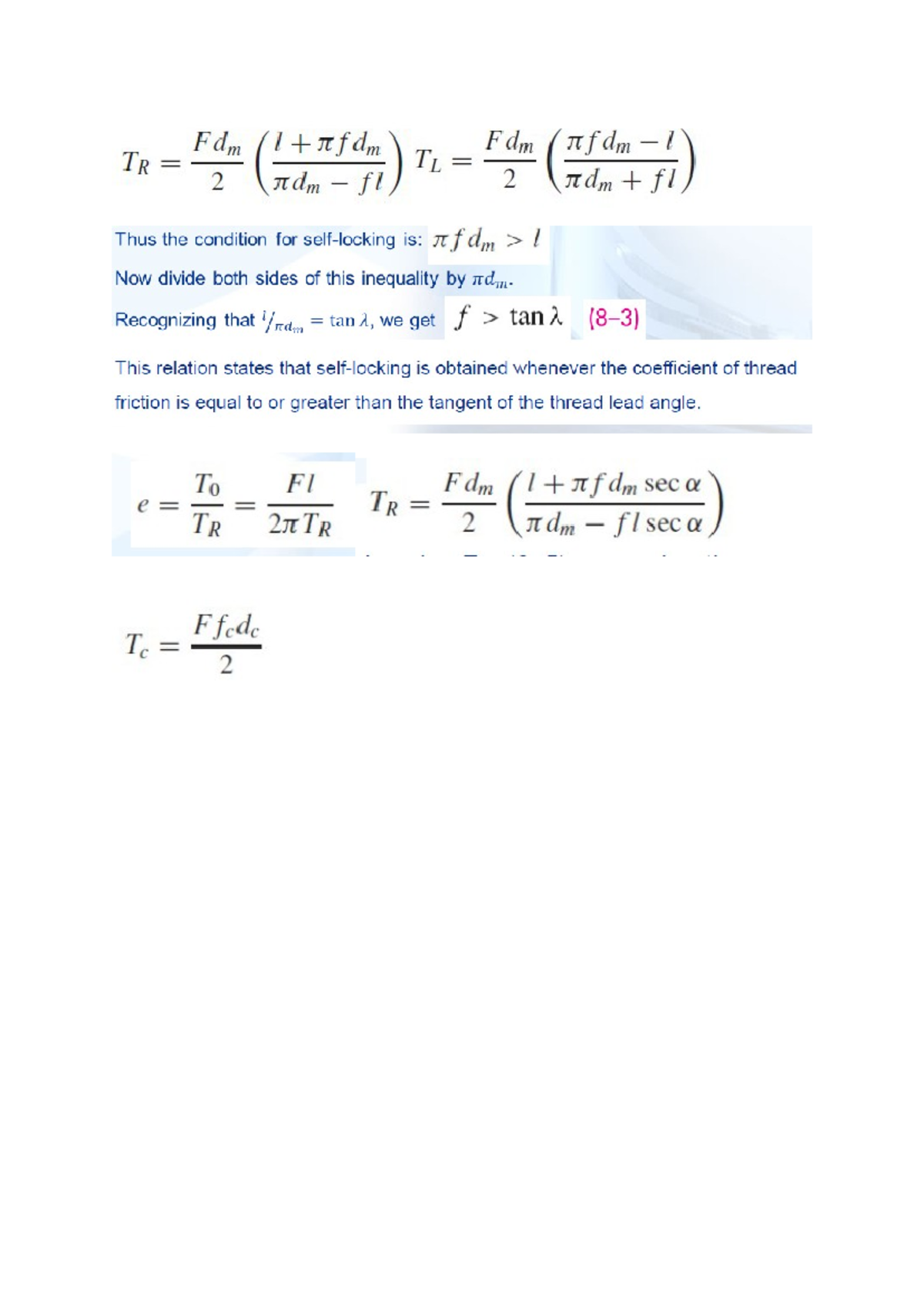 Formulae - Summary Mechanical design - MOW 217 - Studocu