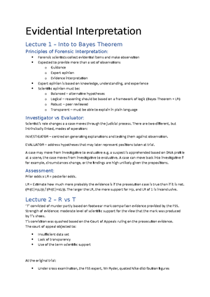 AFS 5 - Bayes Theorem - Applications of Forensic Science Bayes Theorem So far, we have been ...